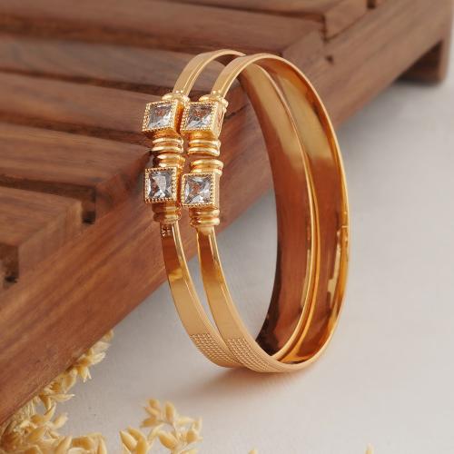 Buy Mansiyaorange Two Gold Plated Free Size White Square AD Stone Daily ...