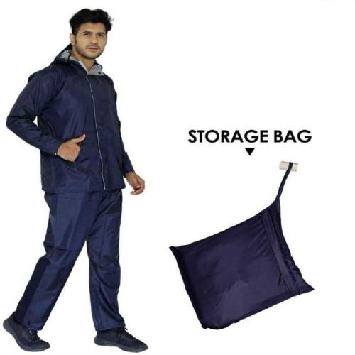 Buy YOUTH ROBE Men Dark Blue Solid Polyester Raincoat - L Online at ...