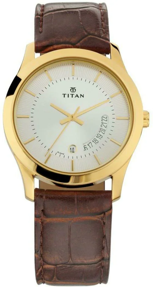 Buy Titan Silver Dial Brown Strap Analog Watch For Men - (1823YL01 ...