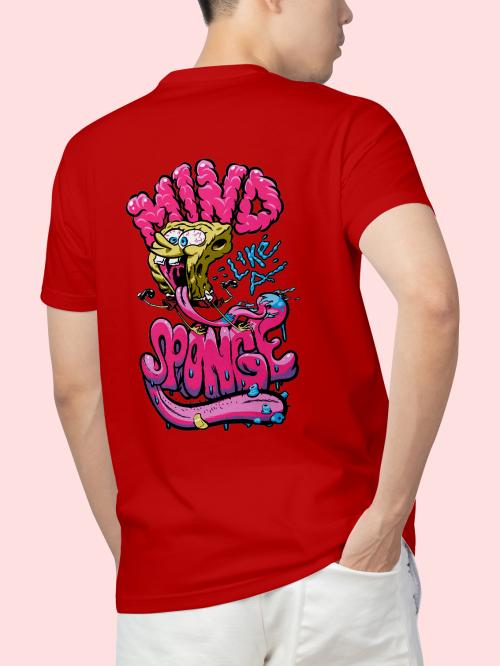 Buy BLISSINK SpongeBob SquarePants Front And Back Printed Red Cotton ...