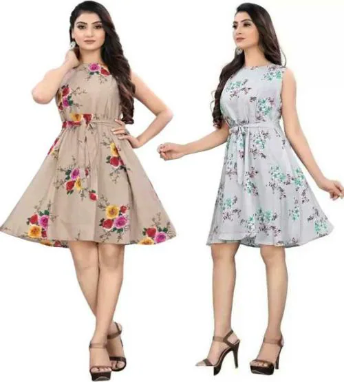 Buy SHREE INFINITY EXPORT Multicolor Printed Crepe Dress Online at Best ...