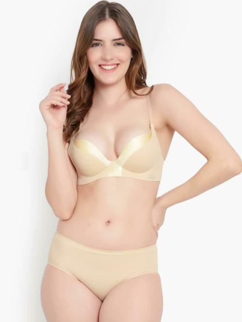Buy GOKIX Women Beige Solid Cotton Lycra Blend Lingerie Set Online at Best Prices in India ...