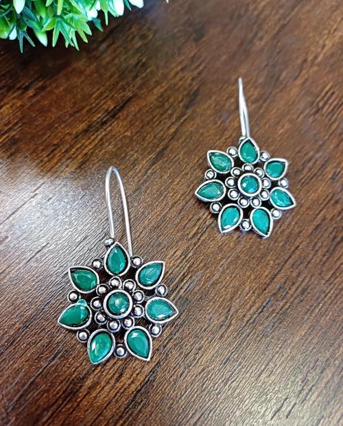 Buy Jeweltos Silver Floral Stud Hook Earring For Women & Girls Online ...