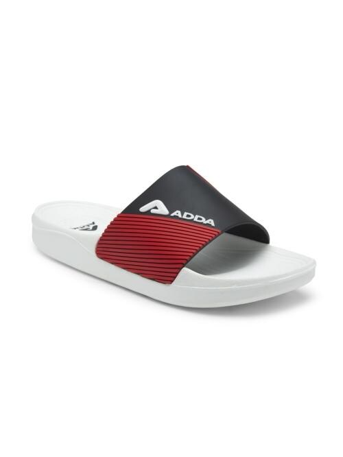 Buy ADDA TM-222 Men White & Black Stripes Slide Online at Best Prices ...