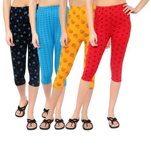 Buy EHA Capri for Women | Printed Capri for Girls | 3/4th Pants for Women | Cotton Lycra Capri ...