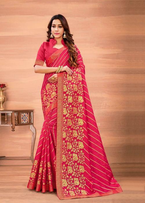 Buy Prajval Women Gajari Pink Striped, Animal and Floral Print Art Silk ...