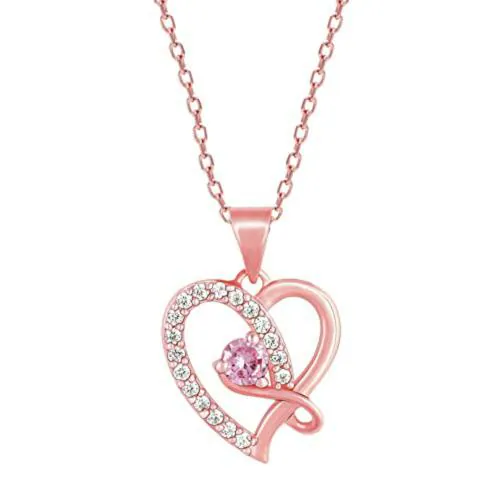 Buy Giva Sterling Silver Rose Gold Music In My Heart Pendant For Women ...