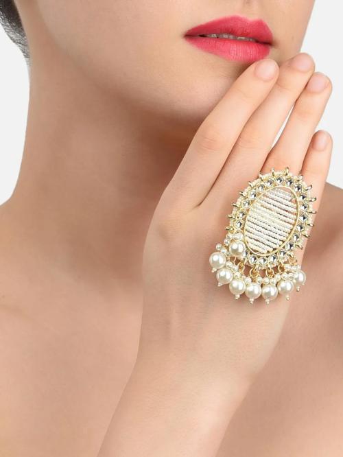 Buy Aviksha Creations Gold-Plated Alloy Ring For Women And Girls White ...