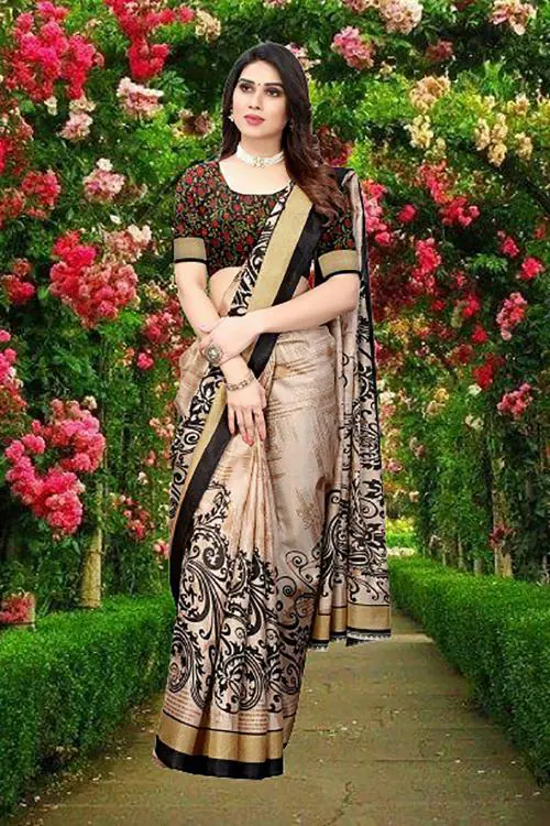 Buy Gugaliya Women Marvelous Mustard Printed Khadi Silk, Art Silk Saree ...