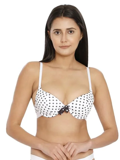 Buy ILRASO MICHELLE PUSH UP BRA | PADDED BRA | DETACHABLE STRAPS | WHITE POLKA DOT PRINT Online ...
