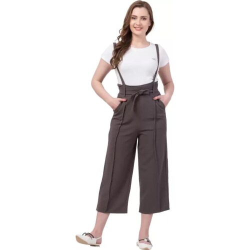 Buy Famiss fashion Polyester Viscose Blend Solid Dungaree Jumpsuit for ...