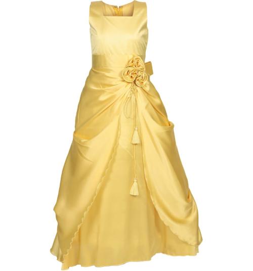 Buy HUNOOR Girls Yellow Solid Polyester, Net Gown Dress Online at Best ...