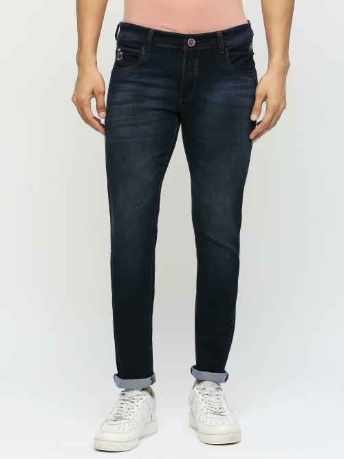 Buy TCI TRUE COLORS OF INDIA Men Blue Solid Polyester Men'S Stretchable ...