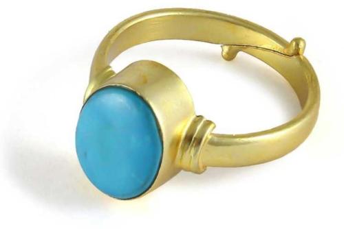 Buy Chopra Gems & Jewellery Gold Plated Steel Firoza Stone Ring (Men ...