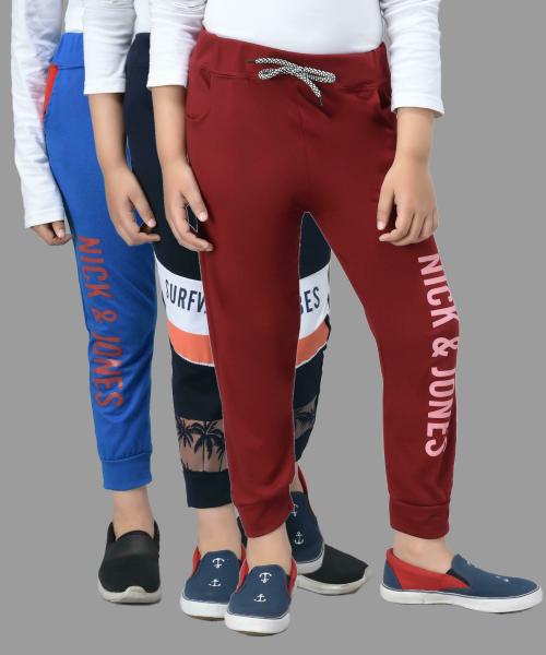 Buy Nick and Jones Boys Multicolor Printed Pure Cotton Pack of 3 Track Pants Online at Best ...