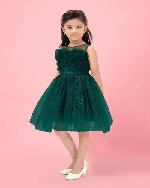 Buy Aarika Girls Green Round Neck Solid Frock Online at Best Prices in ...