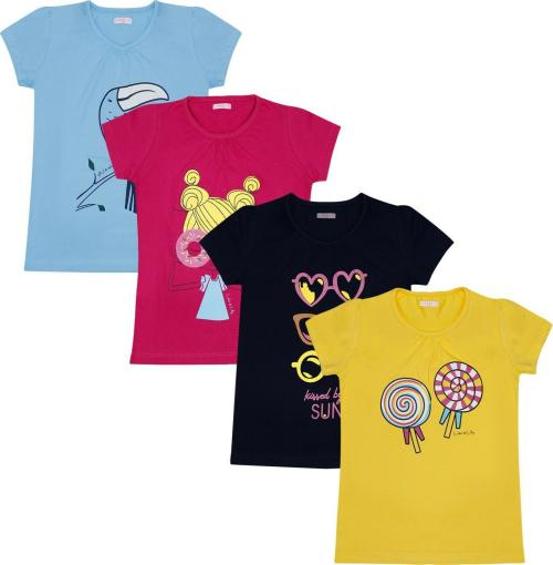 Buy Luke and Lilly pack of 4 Girls Half Sleeve Tshirt Online at Best ...