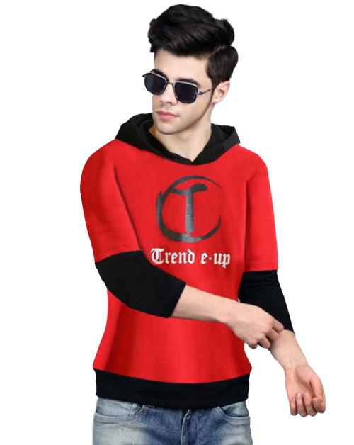 Buy FastColors Red Hooded Full Sleeve T-Shirt Online at Best Prices in ...