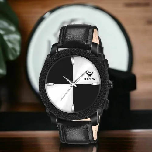 Buy Lorenz Two Tone Dial & Black Leather Strap Analogue Watch for Men | MK-4010R Online at Best ...
