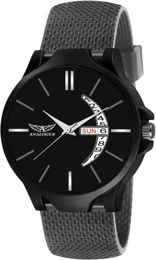 Buy Analogue Analog Black Dial Grey Strap Watch For Men (Anlg-452-Black ...