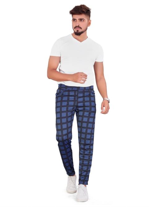 Buy Alvino Men's Checkered Stretchable Lycra Dry Fit Track Pant Blue ...