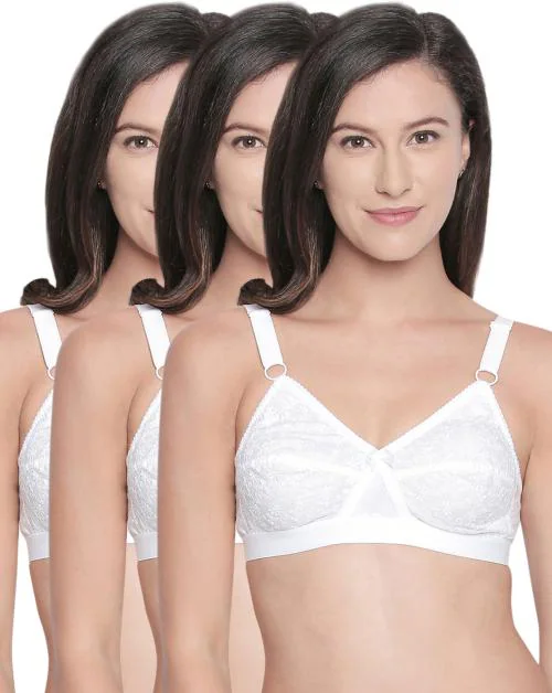 Buy Bodycare 100% Cotton Lightly Padded Non wired Tshirt Bra-Pack of 3 Online at Best Prices in ...