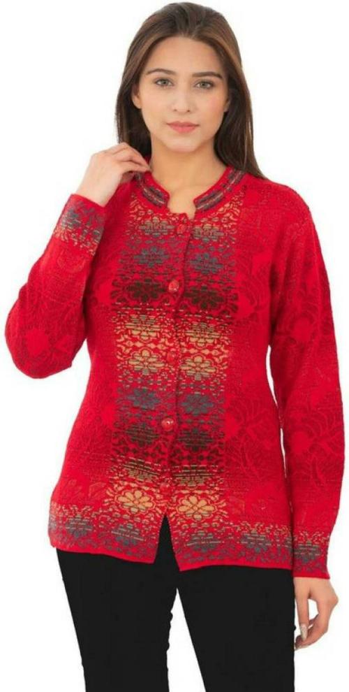 Buy Loglo Women Red Embroidered Acrylic Blend Sweater - L Online at ...