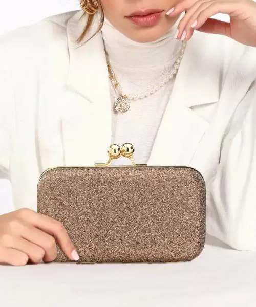 Buy GLIMPSE BRONZE SHIMMER PARTY BOX BAG Online at Best Prices in India ...