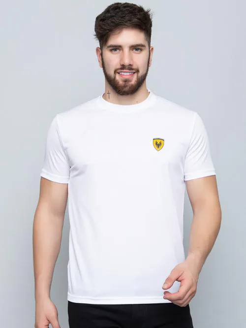 Buy Ekom Polyester Round Neck Regular Fit Tshirt For Men - White Online ...