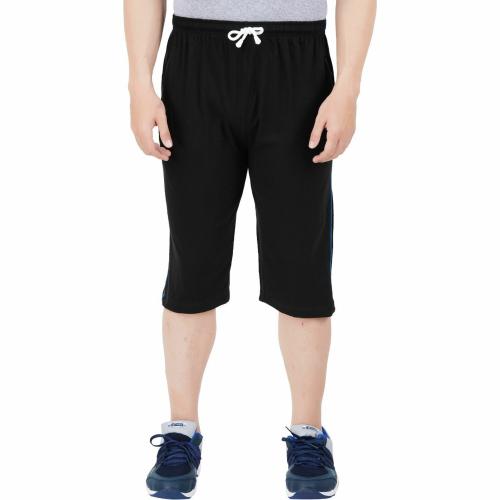 Buy Guide Men Black Solid Pure Cotton Three Fourths Shorts (XL) Online ...