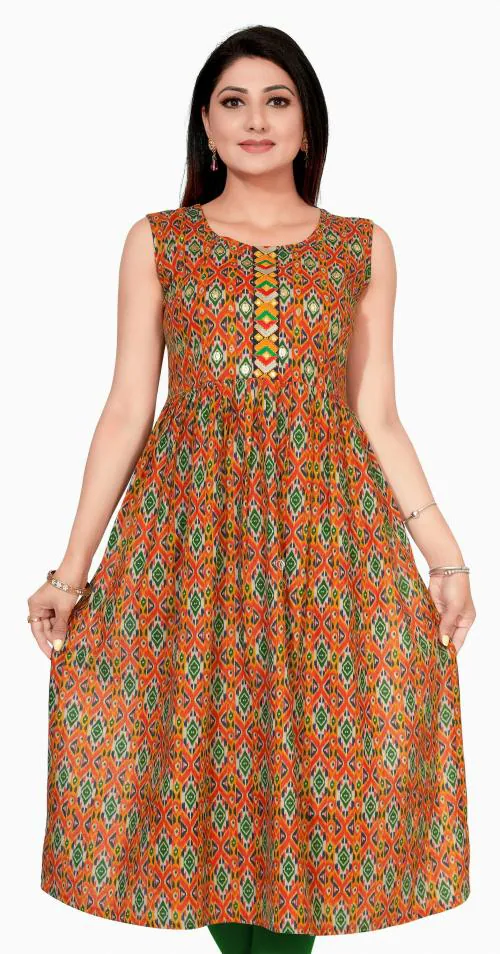 Buy Meher Impex Women Cotton Nyra Cut Frock Style 3/4 Sleeves Floral ...