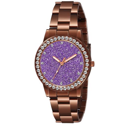Buy Talgo Analogue Purple Dial and Brown Metal Strap Wrist Watch for ...