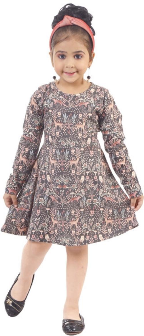 Buy Mimino Girls Midi/Knee Length Casual Dress (Multicolor, Half Sleeve ...