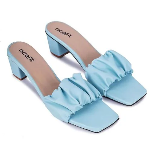 Buy ACEFIT Women's Synthetic Leather Fancy Block Heel Sandals For Daily ...