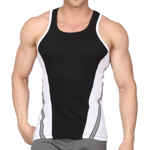 Buy Chromozome Men Black Cotton Single Vest Online at Best Prices in ...