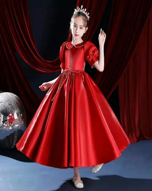 Buy R Cube Girls Midi/Knee Length Festive/Wedding Red Dress Online at ...