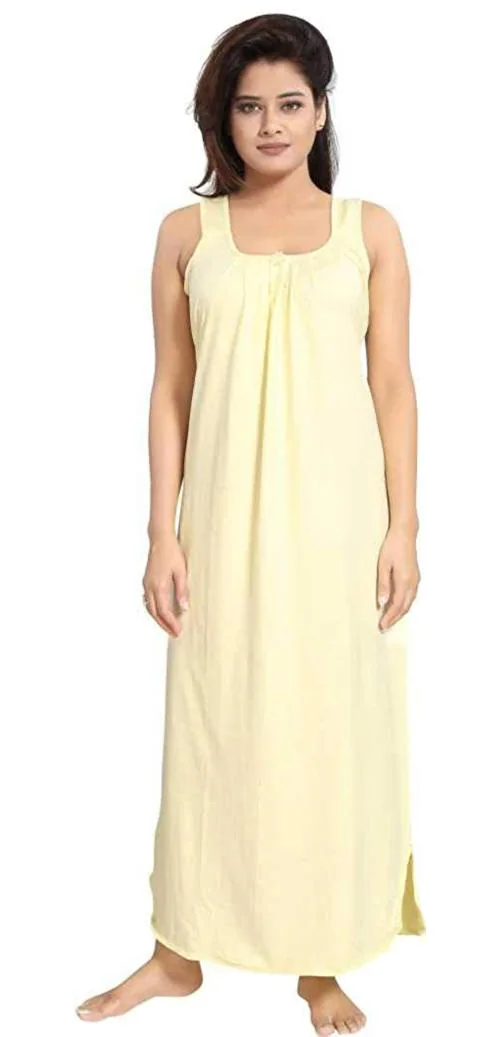 Buy Kavanng Nighties for Women's Cotton Silk Sleeveless Nighty Ankle ...