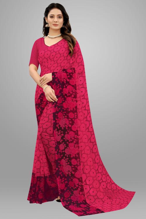 Buy NISHA CREATION Women Green Self Design Chiffon Single Saree Online ...