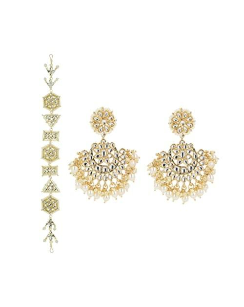 Buy Ishhaara Sheesh Pati And Classic Chandbali Earrings Set For Women ...