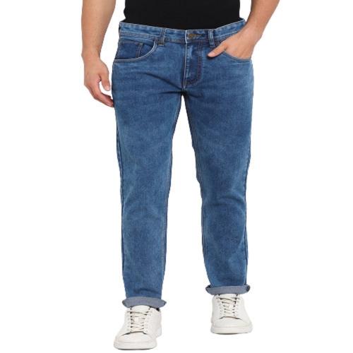 Buy Red Chief Narrow Poly Cotton Lycra Light Blue Solid Casual Denim ...
