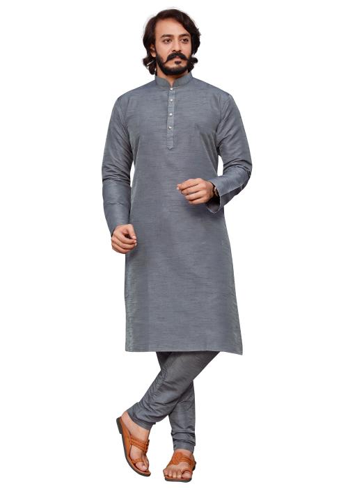 Buy EARTH ART SILK SELG DESIGN KURTA FOR MENS GRAY XXL Online at Best ...