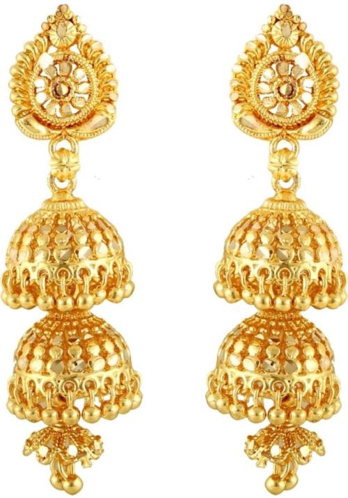 Buy Accessoryclub Gold Copper Gold Plated Double Zumka Earrings For ...
