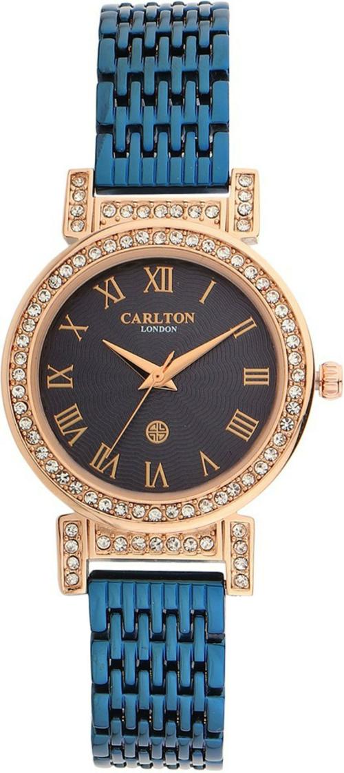 Buy Carlton London Black Dial Blue Strap Analog Watch For Women Online ...