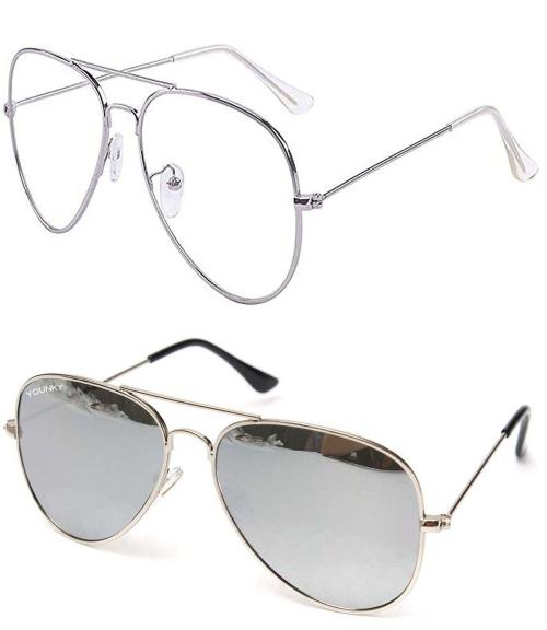 Buy Younky Combo of Stylish Aviator Sunglasses for Men And Women |SPP022-254|Silver| - with Box ...
