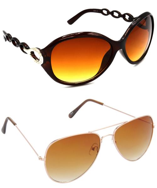 Buy Hrinkar Men Women Boys & Girls Round & Aviator Sunglasses Brown ...