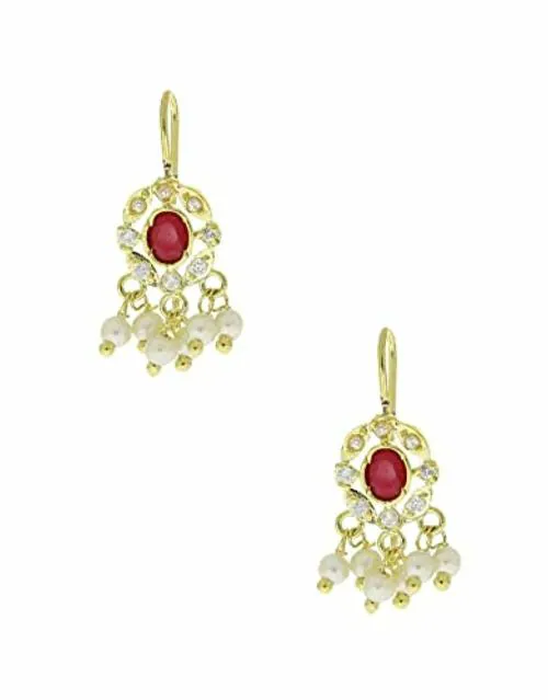 Buy Anuradha Art Jewellery Gold Plated Bugadi Clip-On Earrings Pink (Women) Online at Best ...