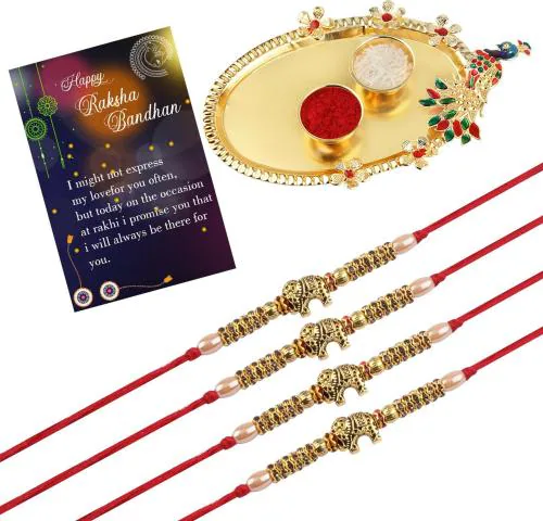 Buy Paola Multicolor Mauli Thread Kankawati Pooja Thali With Roli ...