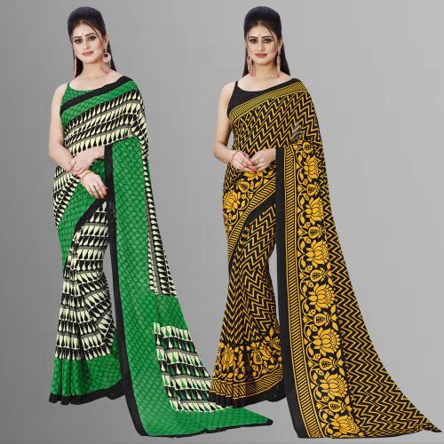 Buy Anand Women Multicolor2 Self Design Pattern Georgette Pack of 2 ...