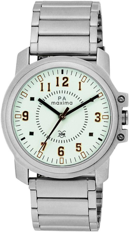 Buy Maxima Analog Beige Dial Silver Strap Watch For Men (34860CMGI ...