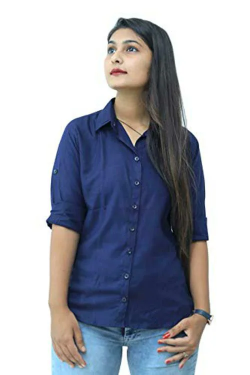 Buy AAPAGIGA CREATION Women Blue Rayon Single Shirt (M) Online at Best ...